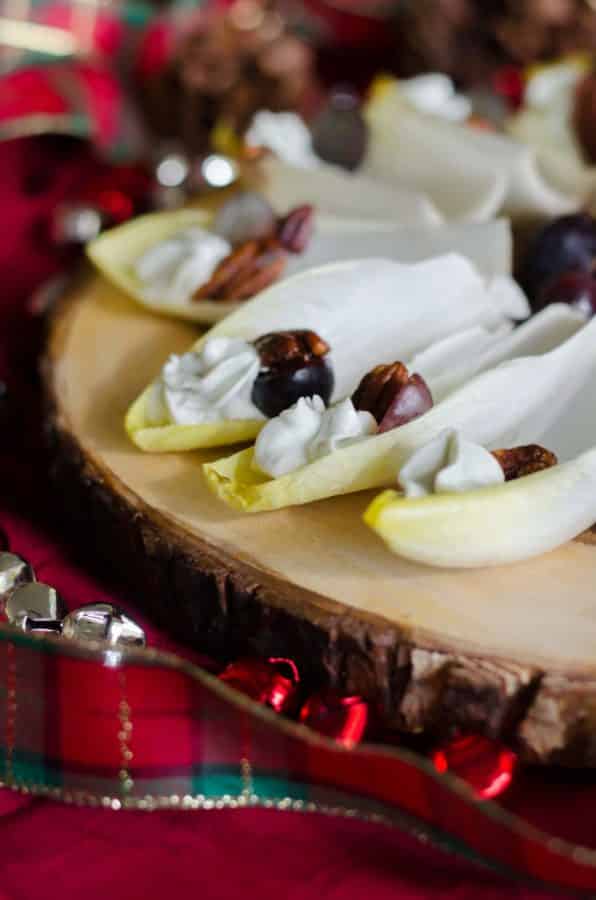 Endive with Blue Cheese Mousse, Cajun Pecans and Grapes Go Go Go Gourmet