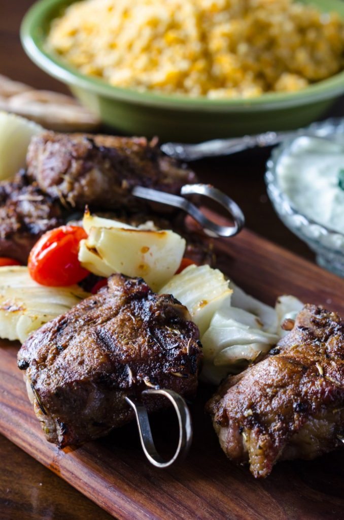 Grilled Greek Gyro Kabobs with Tzatziki Sauce Go Go Go Gourmet